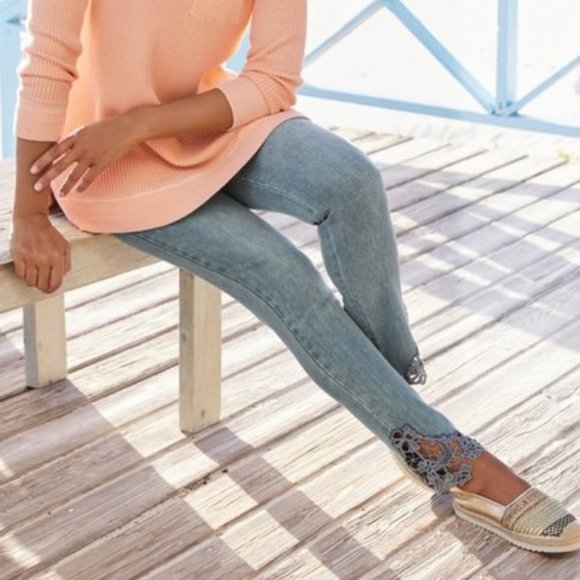 Soft Surroundings | Jeans | Soft Surroundings Touch Of Lace Ankle Jeans ...